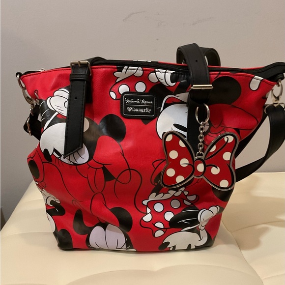 Loungefly | Bags | Loungefly Red And Black Minnie Mouse Tote | Poshmark